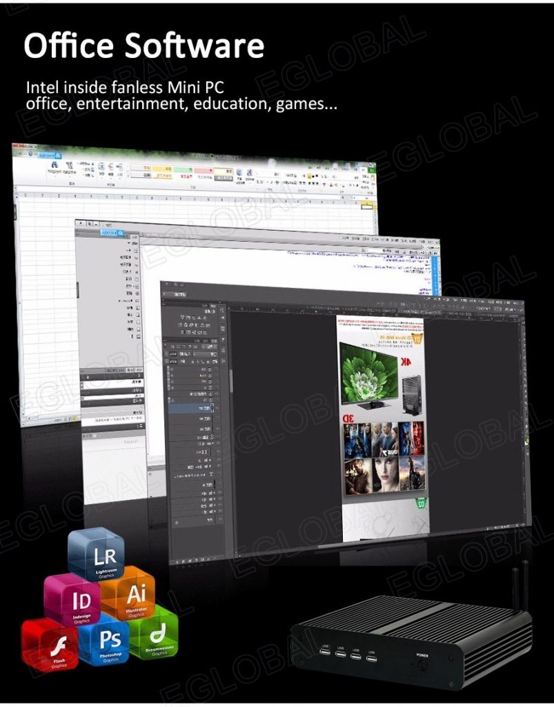 Industrial fanless mini PC Nettop Computer HTPC V7 Intel Core™ i7-10510 ...